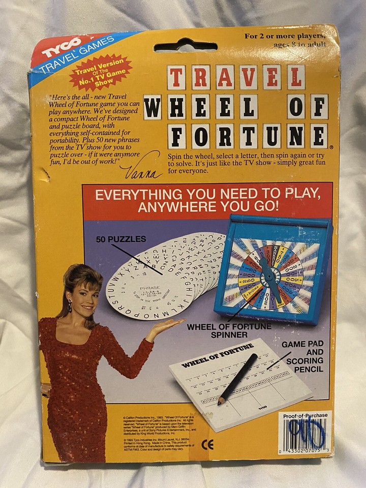 Vintage Tyco 1992 WHEEL OF FORTUNE Board Game Complete set/Travel ...