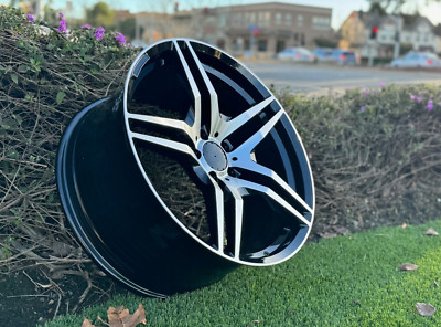 19x8.5 Squared 5x112 Black Machined Wheels For Mercedes Benz | Set of 4 ...