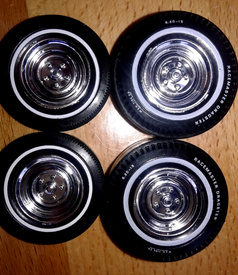 REVERSE CHROME STEEL WHEELS PAD PRINTED WHITEWALL TIRES MOON HUBS '25 ...