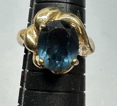 Vtg Women’s 18k GE Gold Plated Faux Topaz Clear Rhinestone Cocktail ...