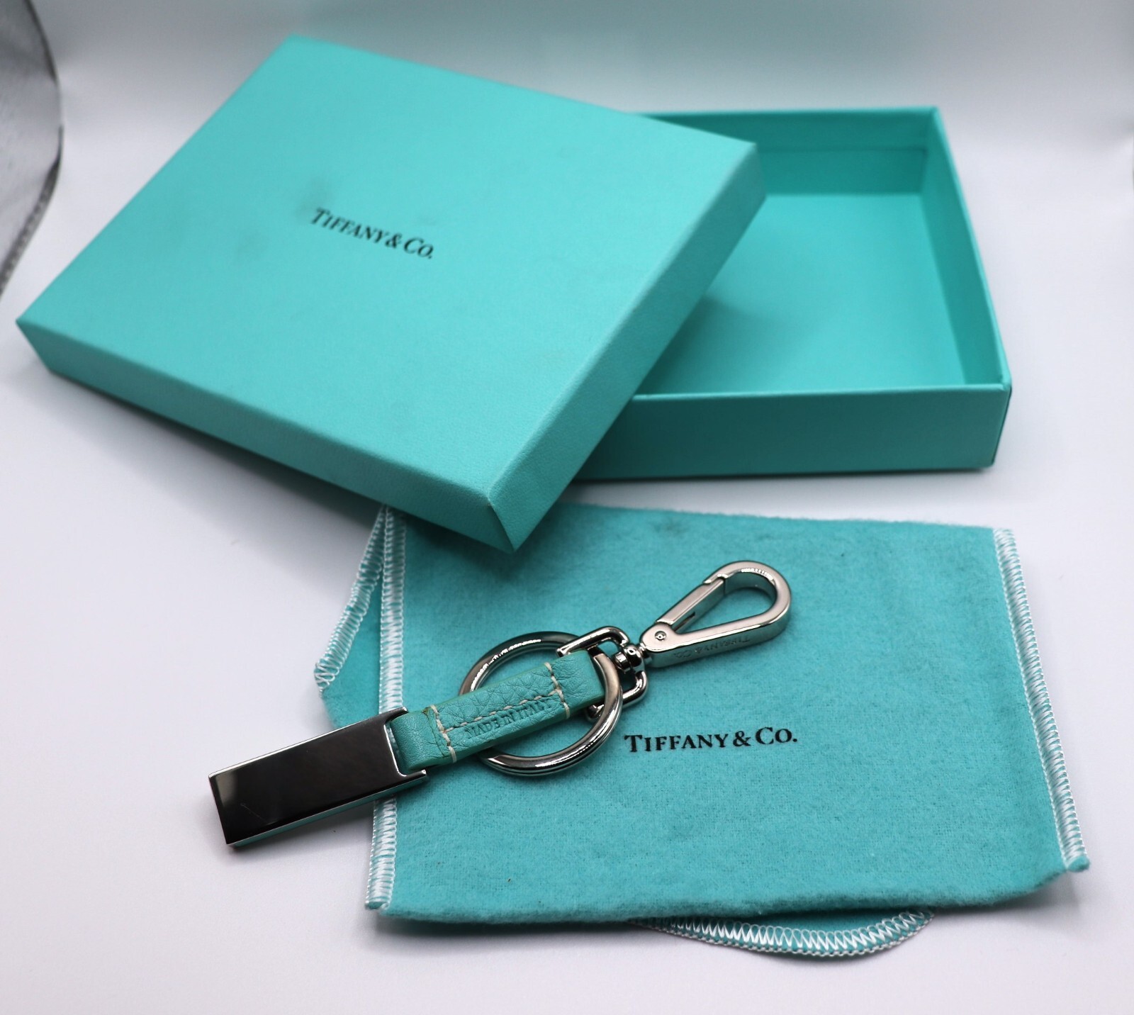 RARE Tiffany & Co. Turquoise Leather Key Chain Ring … - Gem