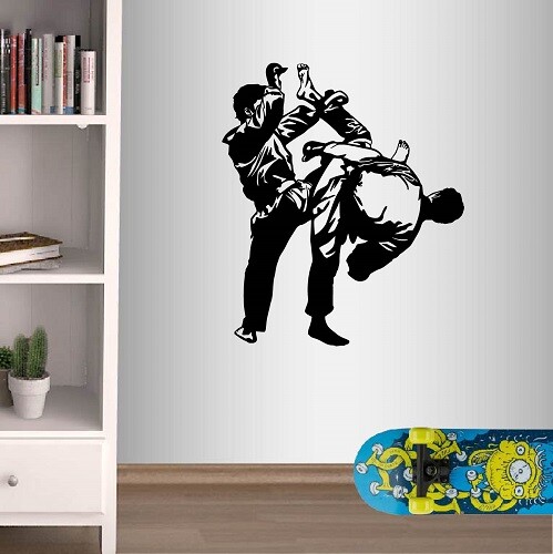 Vinyl Decal Martial Arts Karate Fight Fighters Sports Boys Men Wall ...