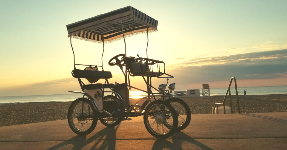 Surrey Bike Single Bench, Blue, Beach Surrey Bikes, Quadracycle, 4 ...