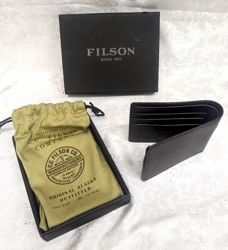 New In box Filson Bridal Leather Bi-Fold Wallet Dark Brown Handmade ...