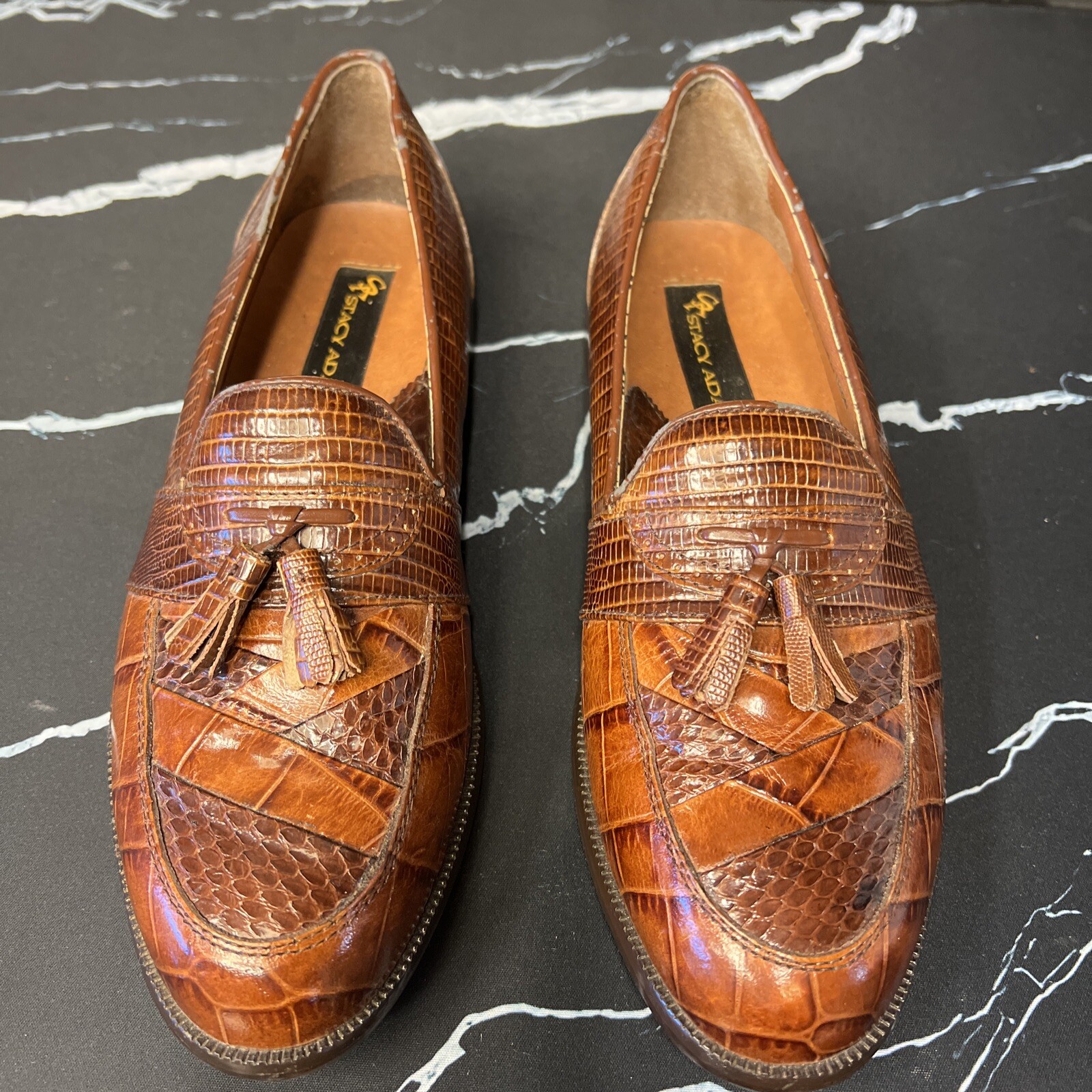 STACY ADAMS Shoes Real Snakeskin and Leather Tassel Loafers Santana ...