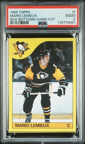 1985 Topps Box Bottoms-Hand Cut #I Mario Lemieux Box Bottoms (PSA 2) | eBay