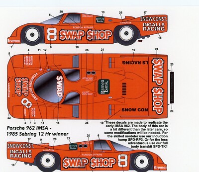 1/24 Porsche 962 Swap Shop 1985 Winner/ Tamiya/ Fujimi | eBay