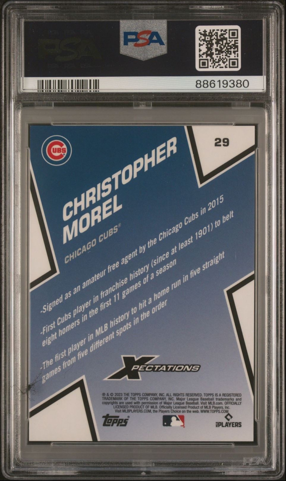 2023 TOPPS XPECTATIONS PLASMA PINK CHRISTOPHER MOREL RC /5 CUBS #29 PSA ...