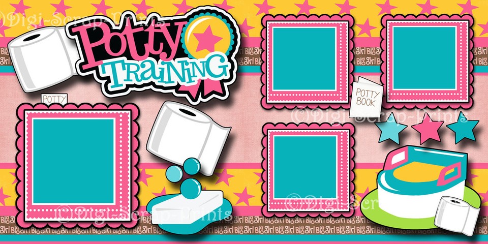 POTTY TRAINING ~ girl 2 premade scrapbook pages paper piecing layout ...
