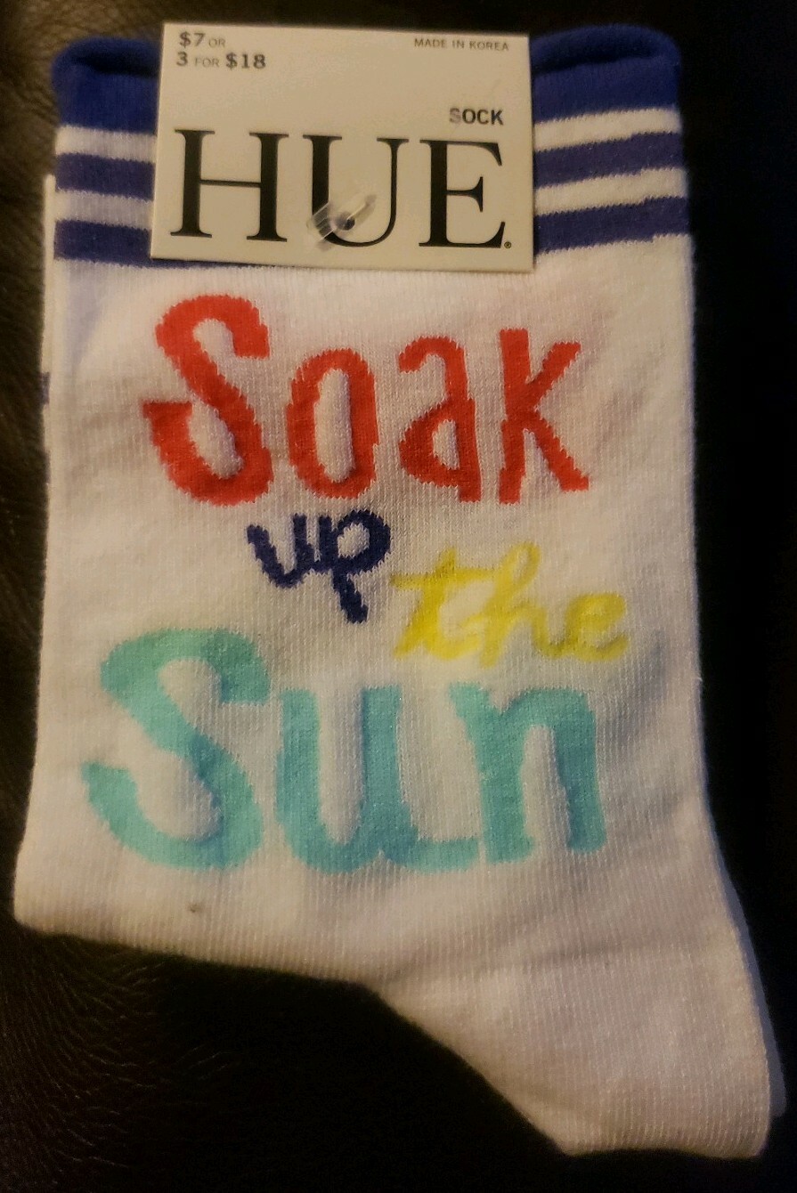 NWT HUE White SOAK UP THE SUN Print Cotton Blend Roll Top Shortie Socks ...