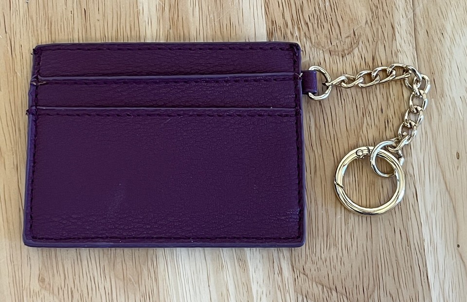 Iman Mini Skinny Key Chain Card ID Case Holder Wallet Burgundy New Slim ...