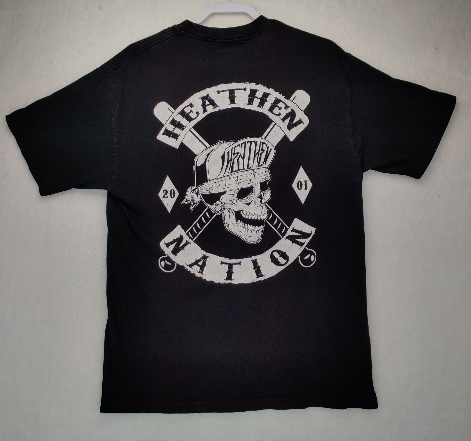 Vintage Heathen Nation Sz Large Black Graphic Death Head Tee Shirt 4057 ...