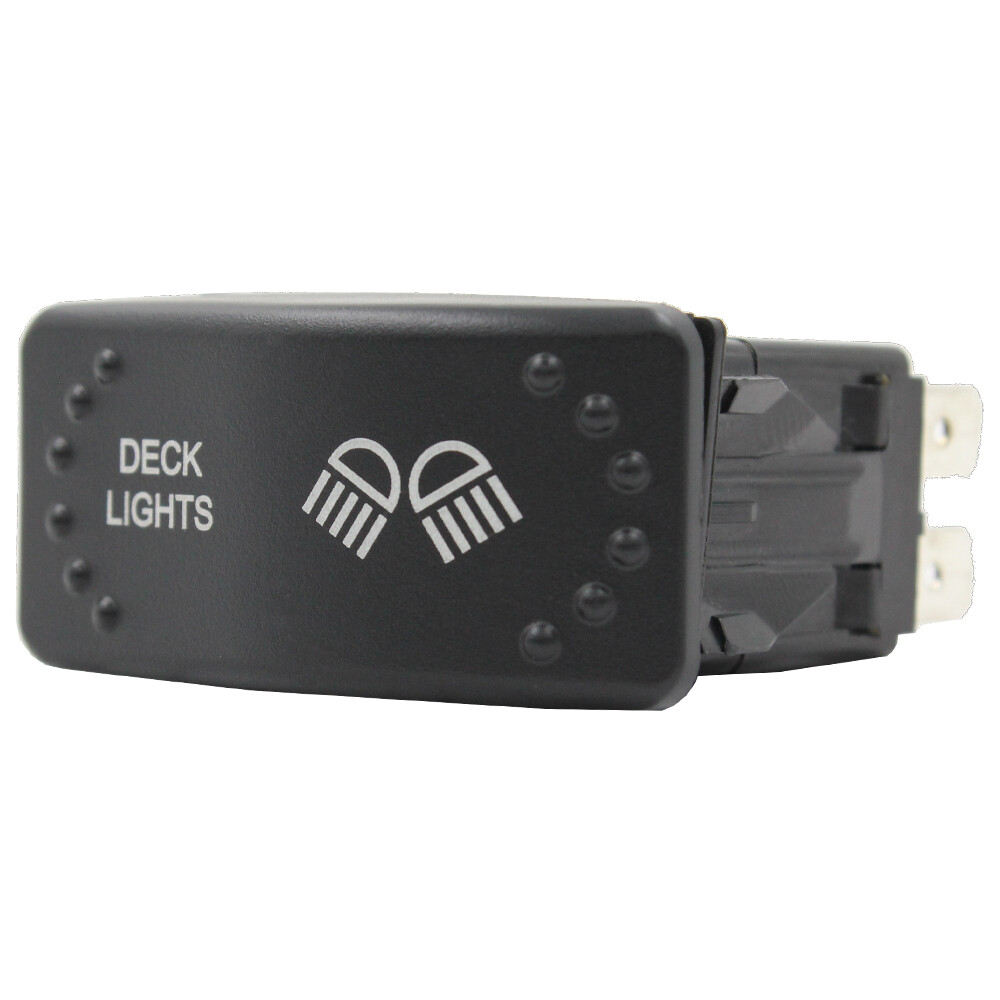 Deck Lights LASER ETCHED Horizontal Rocker Switch Green LED 12v 24v On ...