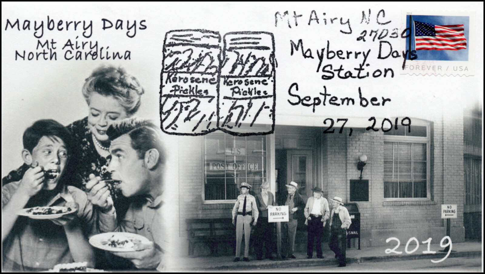 19-224, 2019, Mayberry Days, Pictorial Postmark, Event Cover, Mt Airy ...