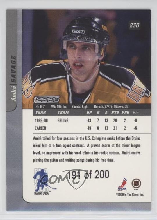 2000-01 ITG Be A Player Signature Series Ruby /200 Andre Savage #230 | eBay