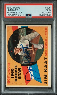 1960 Topps Jim Kaat #136 Rookie Star PSA 5 Auto 8 | eBay