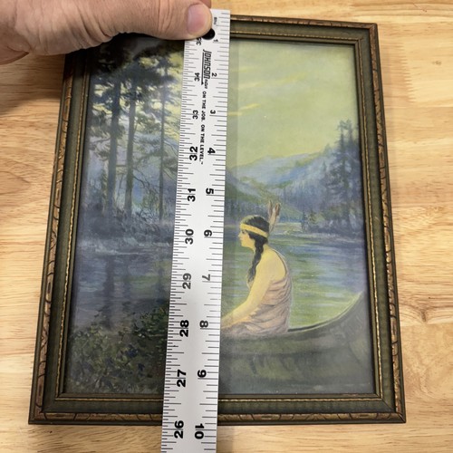 Antique F.R. Harper Print Indian Maiden in Canoe Nokomis Moon Framed ...