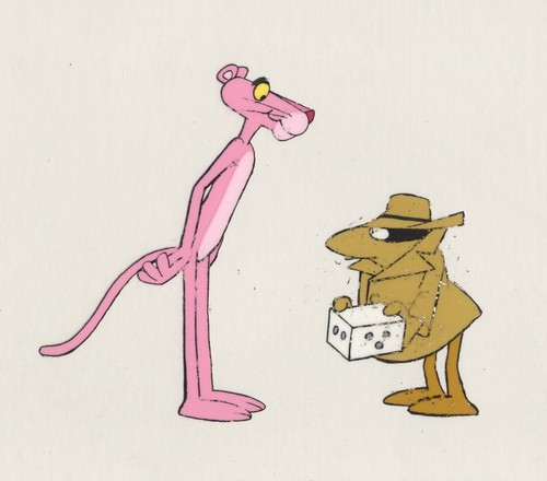 DePatie-Freleng ROCKY PINK Matching Animation Cels PINK PANTHER + CROOK ...
