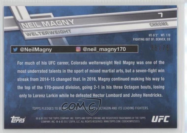 2017 Topps Chrome UFC Blue Wave Refractor /75 Neil Magny #7 | eBay UK
