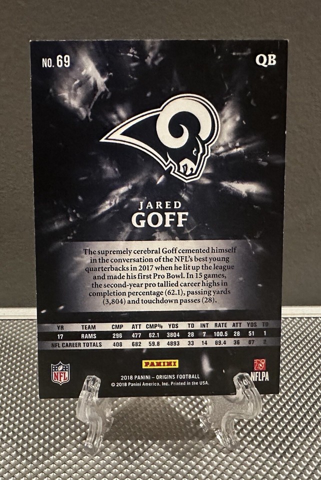 2018 Origins JARED GOFF #/175 SP Orange Base Parallel 🔥LA Rams Detroit ...