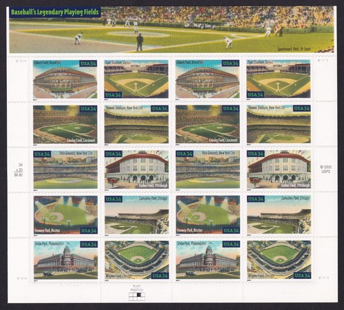 Scott #3519a Baseball Fields (Mickey Mantle-Yankee Stadium) Sheet of 20 ...