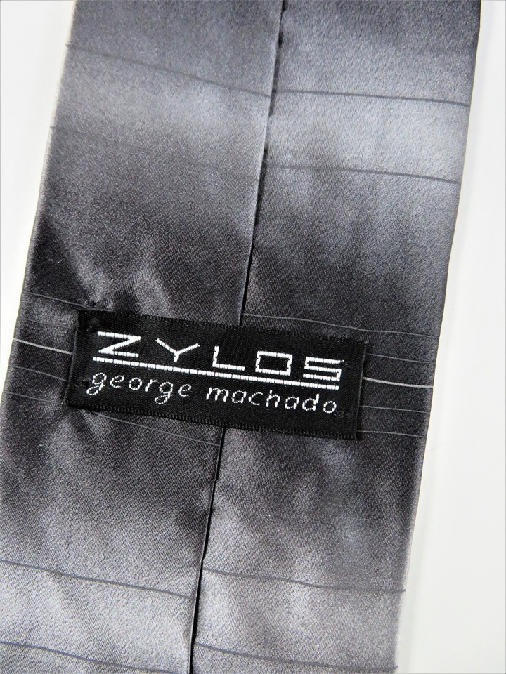 Zylos George Machado Silk Sheen Necktie Silver Gray Ombre 57L X 3.75W ...