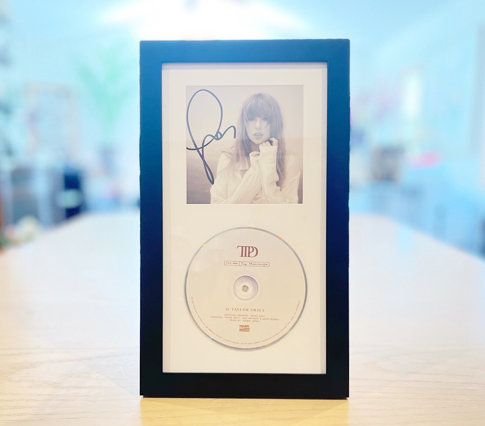 Taylor Swift Signed CD Cover Framed The Tortured Poets Department TTPD