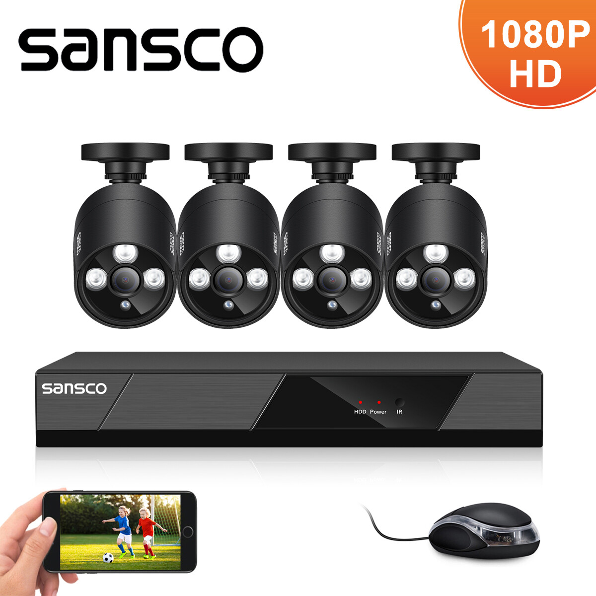 SANSCO 1080P 4/8/16CH DVR CCTV Security Camera System Home Outdoor ...