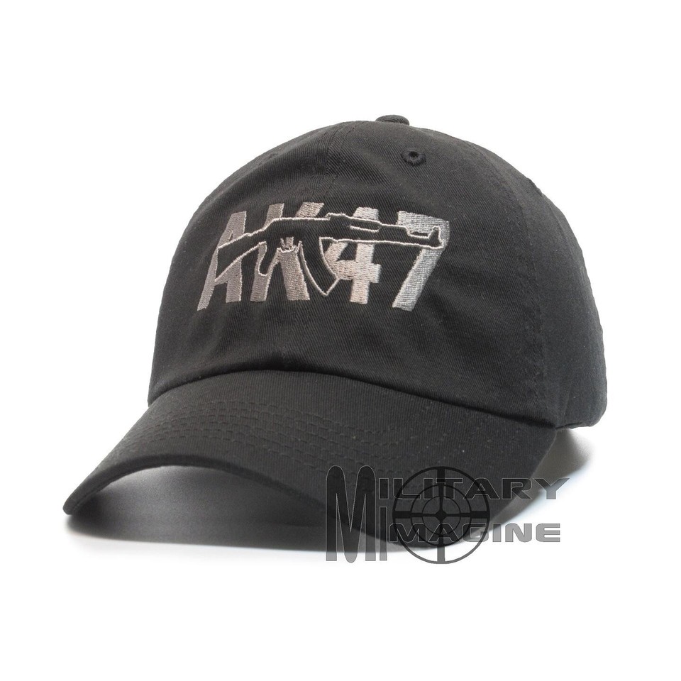 AK-47 Hat Cap Pistol Firearm Black w/DK Gray Rifle Weapon Embroidery | eBay