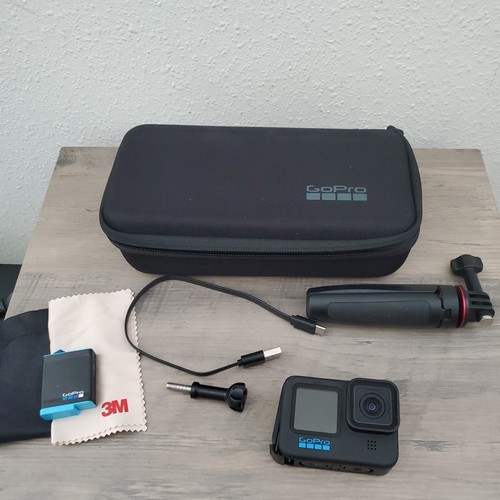GoPro 10 Black Action Camera w Case, 2 Batteries, Handle, SD Card | eBay