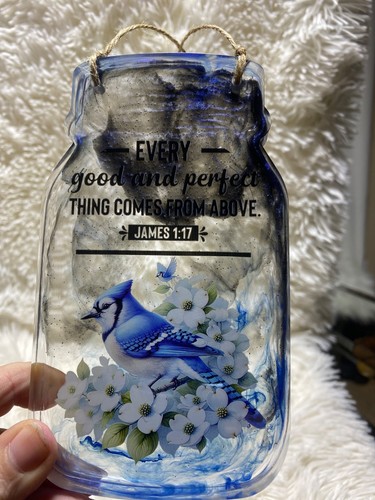 Handmade Blue Jay Bird Mason Jar | eBay