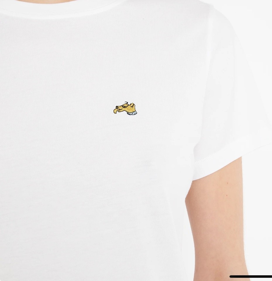 Bella Freud embroidered dog classic t-shirt, white, new with tags, size ...