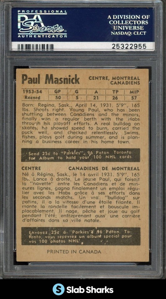 1954 PARKHURST #13 PAUL MASNICK PSA 5 | eBay
