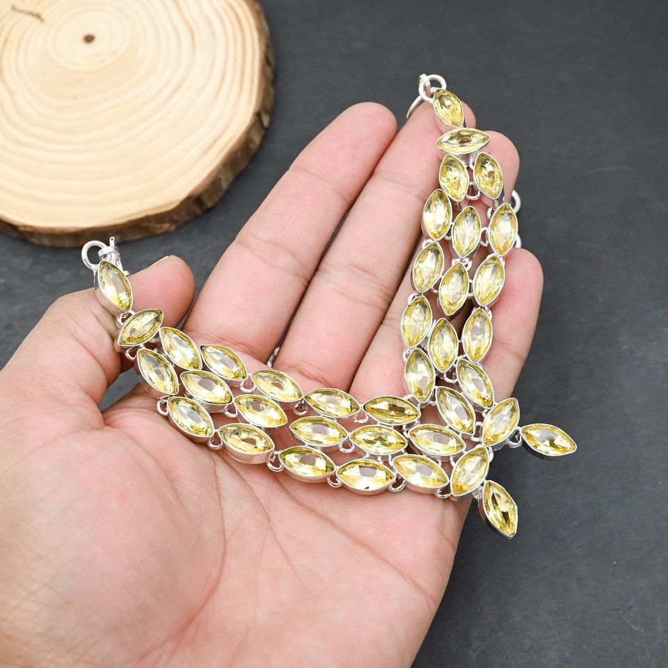 Citrine Gemstone Handmade 925 Sterling Silver Jewelry Necklace 18 ...