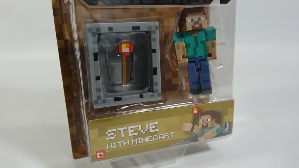 Minecraft Series 3 Overworld Steve With Minecart Action Figure - Open ...
