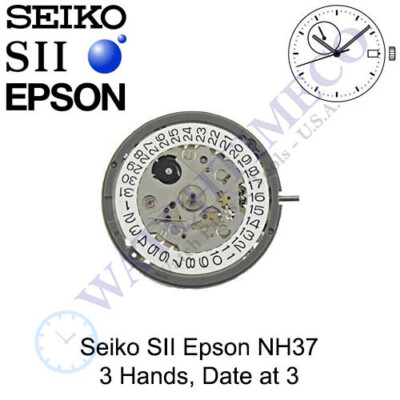 Genuine Seiko SII Epson NH37 Watch Movement Japan 3 Hands, Date at 3 | eBay