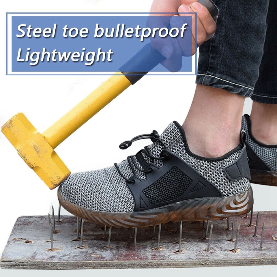 Mens Mesh Safety Shoes Steel Toe Work Boots Indestructible Lightweight ...