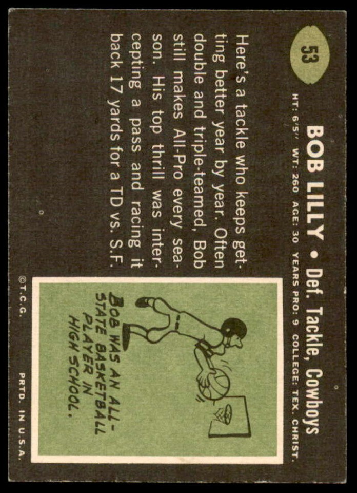 Bob Lilly Card 1969 Topps #53 | eBay