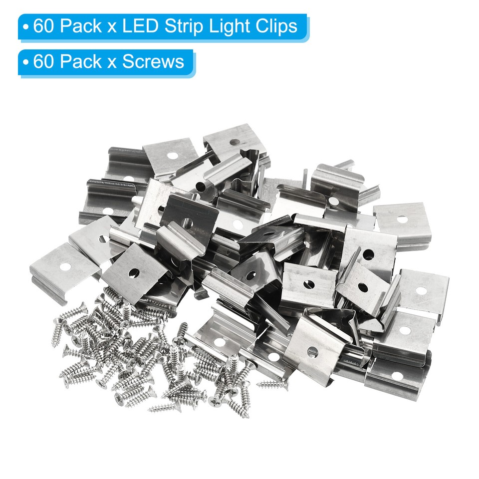 LED Strip Clips 60pcs Stainless Steel Brackets Fixing Clip for 16mm to ...