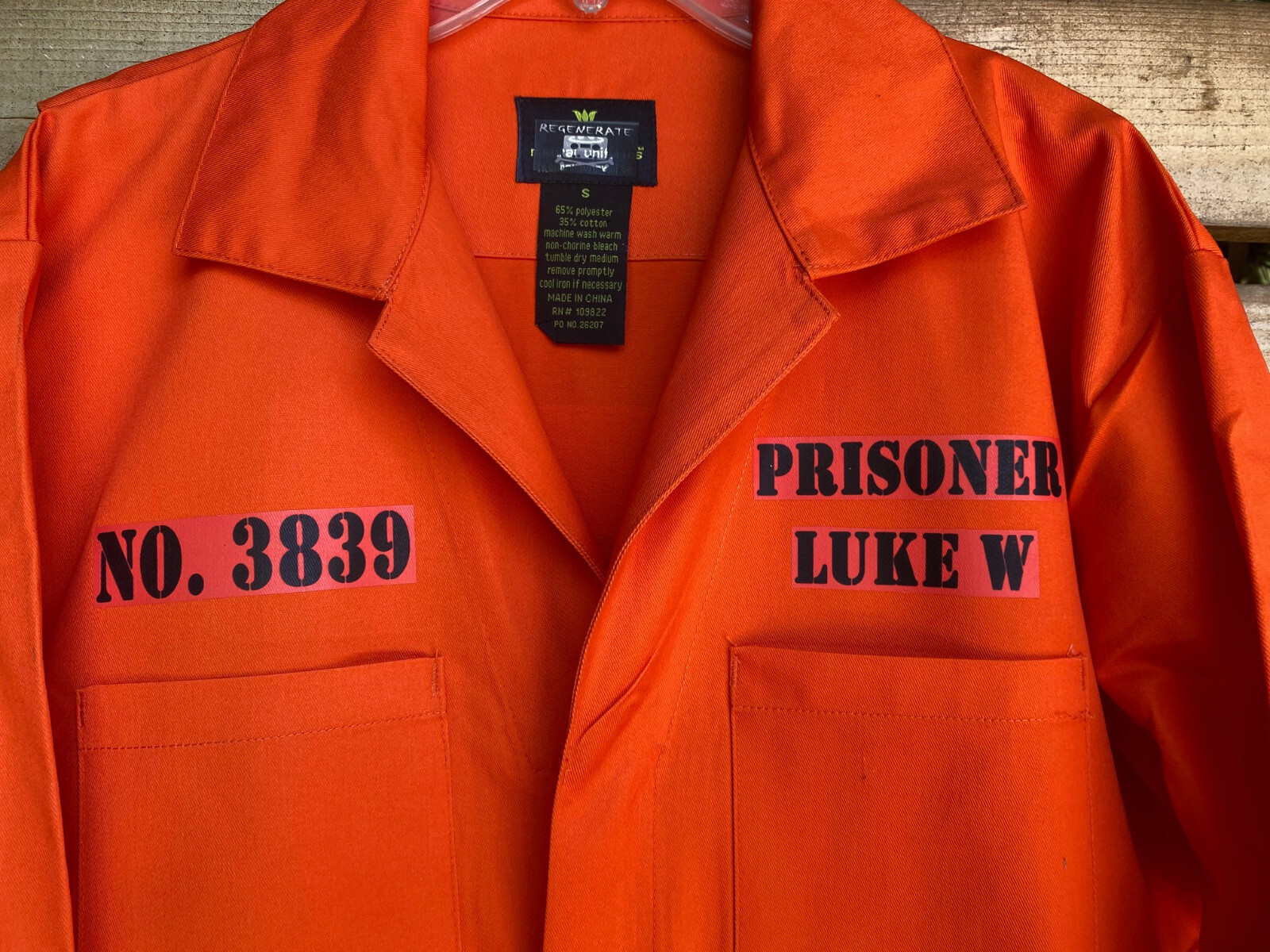 CUSTOM PRINTED Jail Inmate Prisoner Orange Jumpsuit Costume Halloween ...