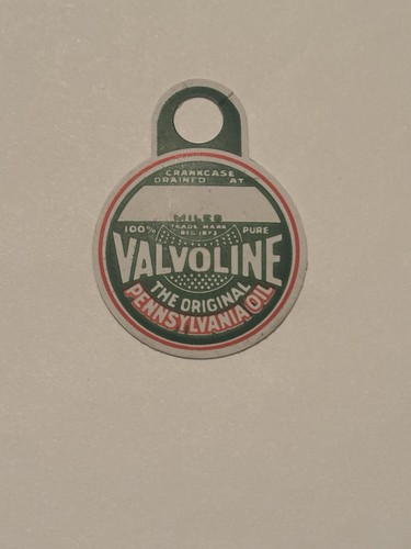 RARE Original Valvoline Oil Company Motor Oil Change Tag | eBay