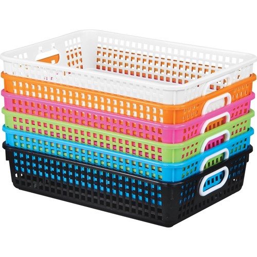 6PK Plastic Desktop Paper Storage Basket for Classroom or Home–14”x10 ...