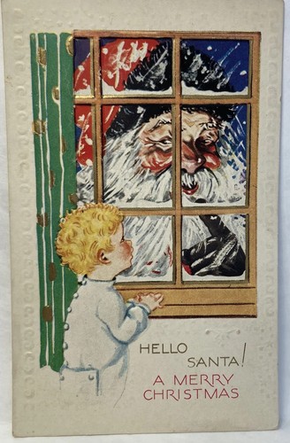 Vintage MERRY CHRISTMAS Hello Santa Claus! Holiday Embossed Postcard | eBay