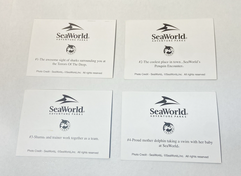 Vtg SeaWorld Adventure Parks Mini Collection 12 Pack Picture Cards ...