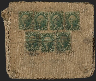 Gold Rush era “poke” (leather pouch) from Calif w/7 10c green incl ...