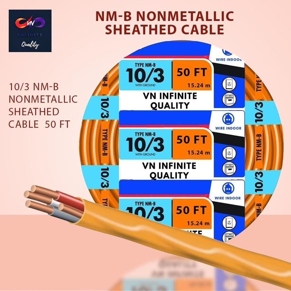 10/3 NM-B Sheathed Cable - Non-Mettalic with Ground Equivalent to Romex ...