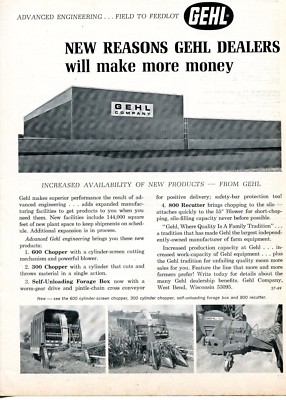 1969 Dealer Print Ad of Gehl Factory 600 & 300 Chopper 800 Recutter | eBay