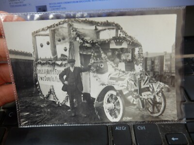 CLITHEROE RAILWAY YARD DECORATED CAR REAL PHOTO EDWARDIAN POSTCARD ...
