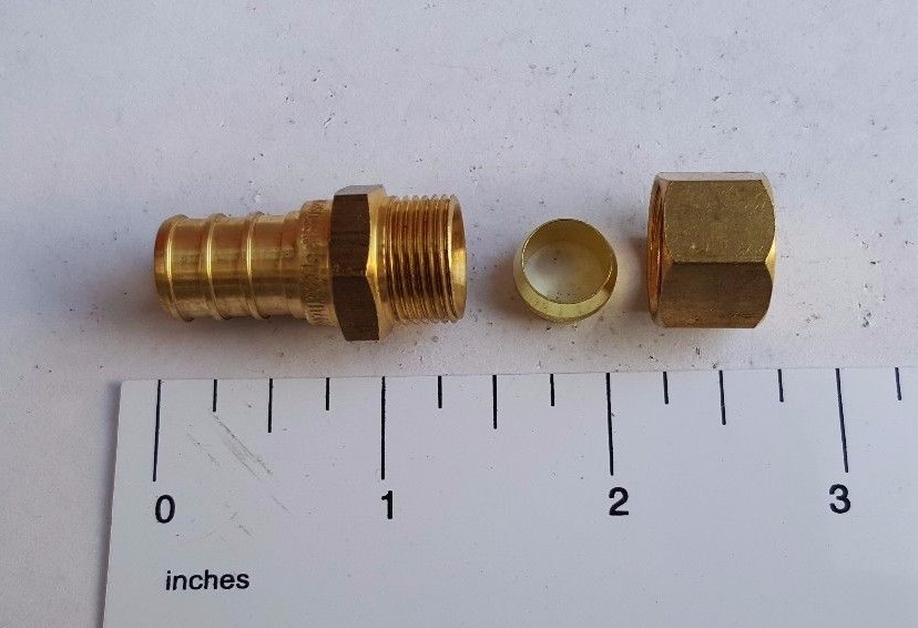 1 PIECE 1/2" PEX X 3/8" OD COMP. STRAIGHT ADAPTER FITTINGS, LEAD-FREE ...