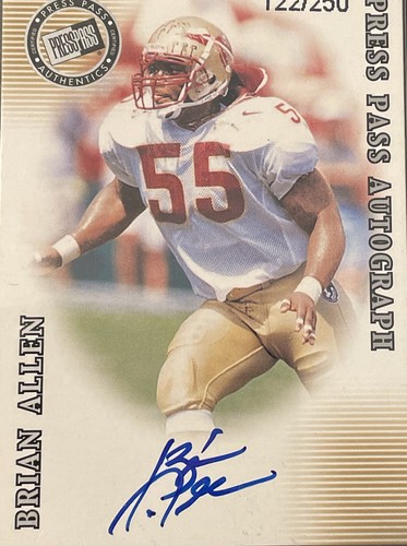 2001 Press Pass Brian Allen autograph rookie /250 Florida State fsu ...